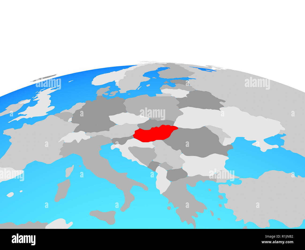 Hungary on political globe. 3D illustration Stock Photo - Alamy