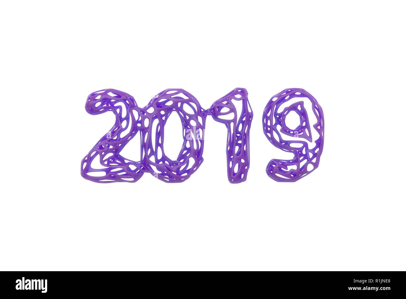 Happy New Year Banner with 2019 Numbers made by bright glossy wire ...