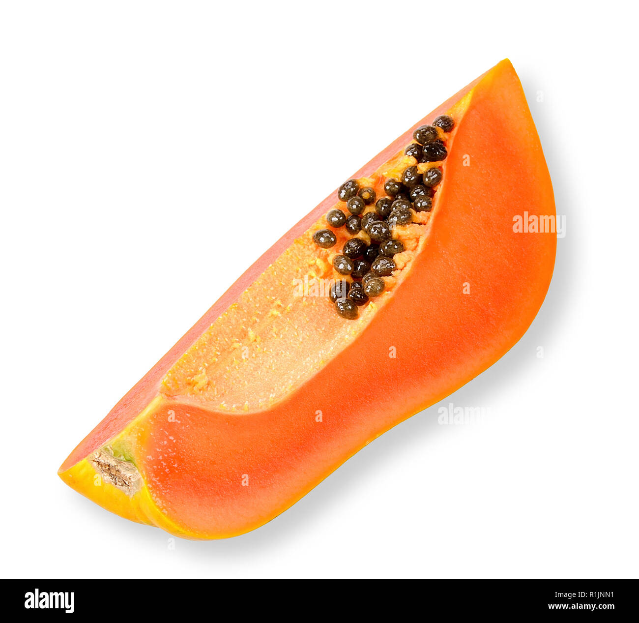 Slice papaya isolated on white clipping path Stock Photo - Alamy