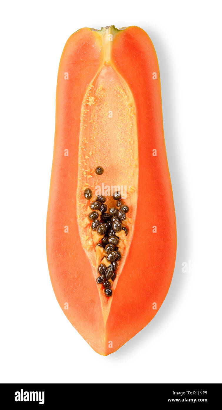 Slice papaya isolated on white clipping path Stock Photo - Alamy