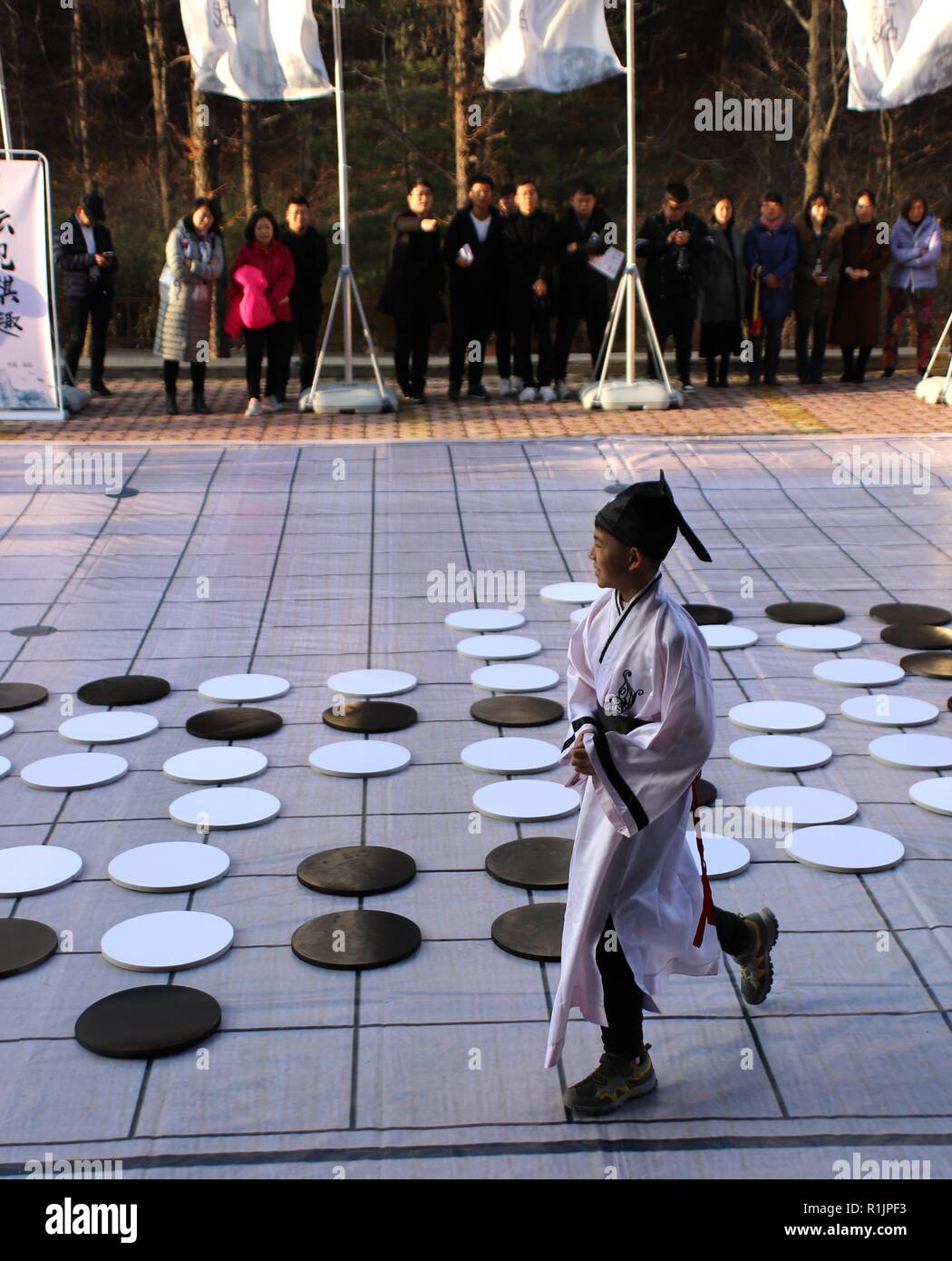 China. 13th Nov, 2018. Luoyang, CHINA-People play a special go chess ...