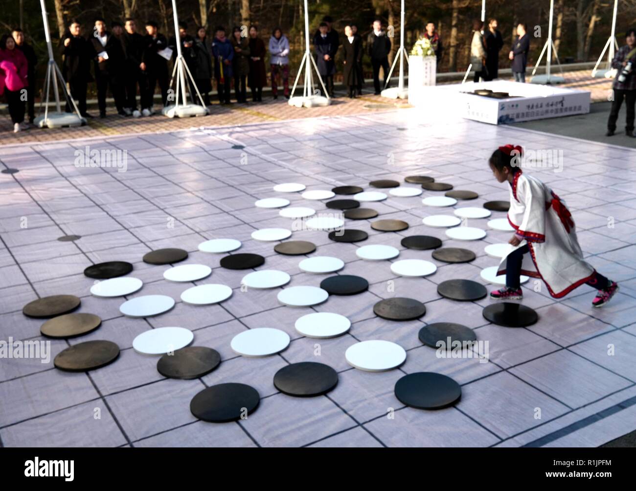 China. 13th Nov, 2018. Luoyang, CHINA-People play a special go chess ...