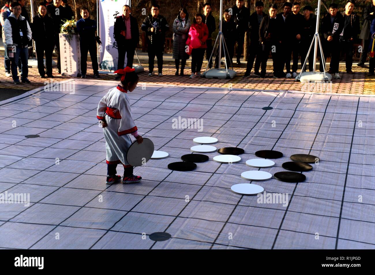 China. 13th Nov, 2018. Luoyang, CHINA-People play a special go chess ...