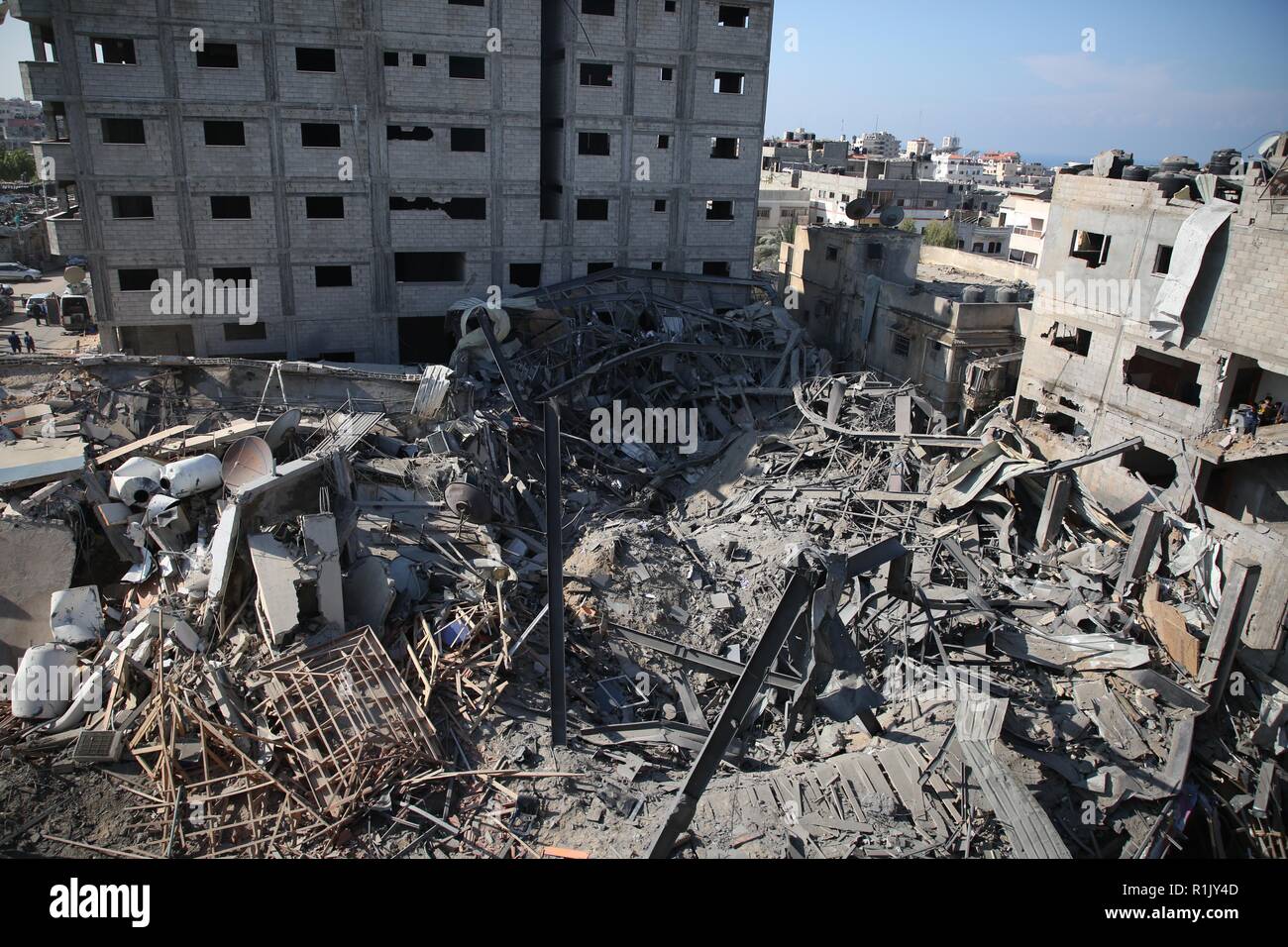 Gaza City, The Gaza Strip, Palestine. 13th Nov, 2018. Remains of Al ...
