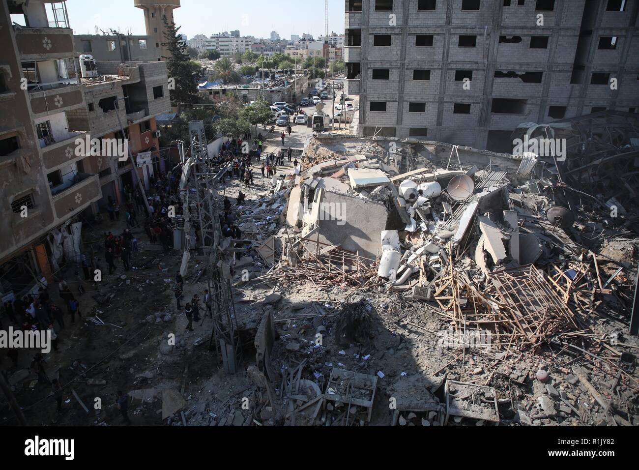 Gaza City, The Gaza Strip, Palestine. 13th Nov, 2018. Remains of Al ...