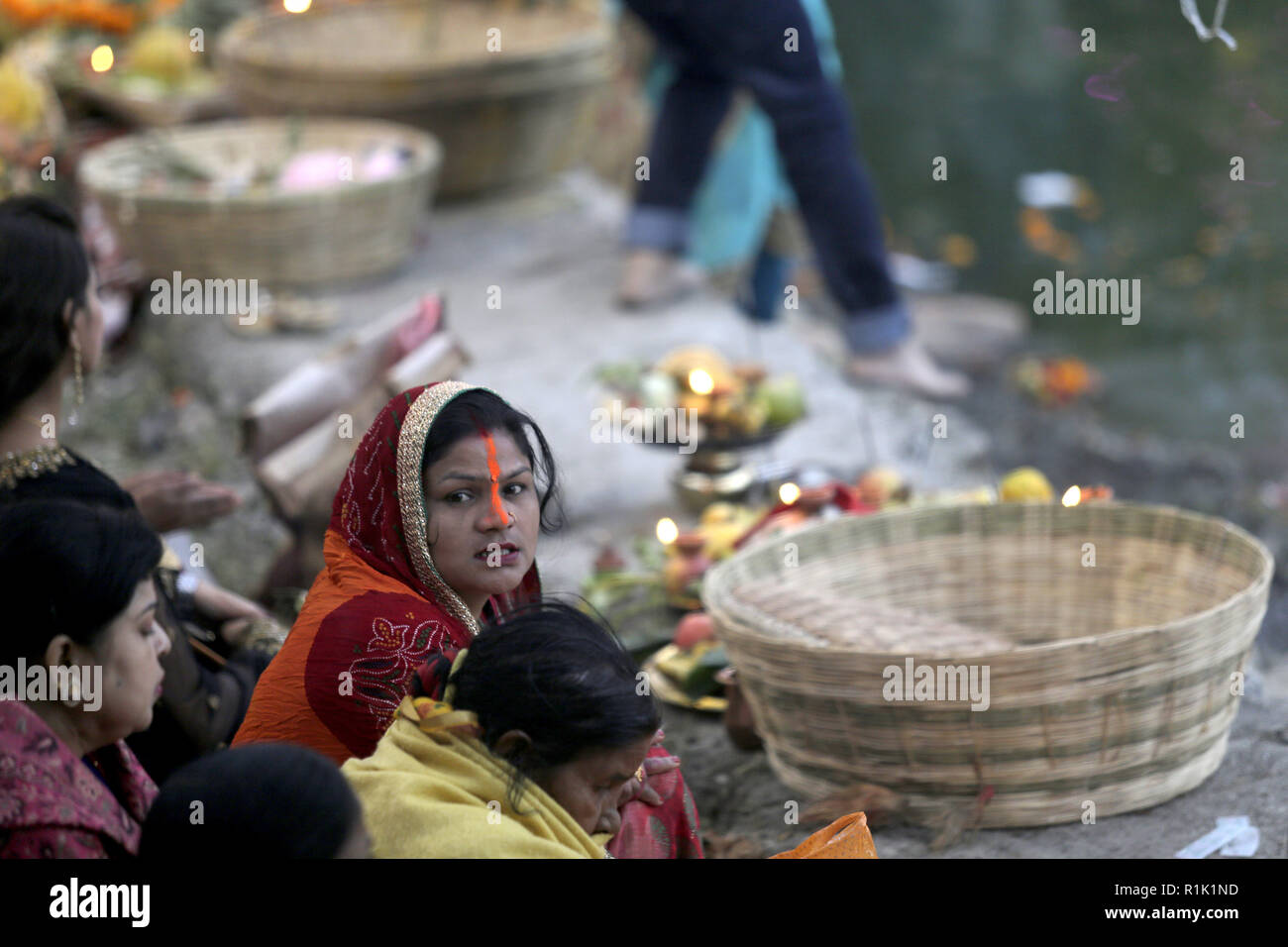 Kathmandu, Nepal. 13th November 2018. A Nepalese devotee seen looking ...