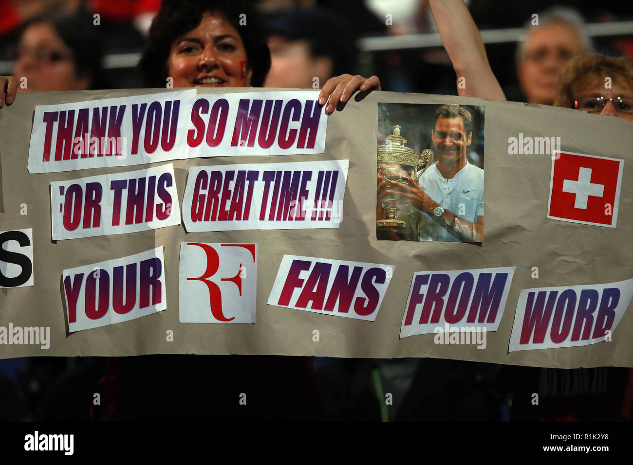 Roger federer fans hold up hi-res stock photography and images - Alamy