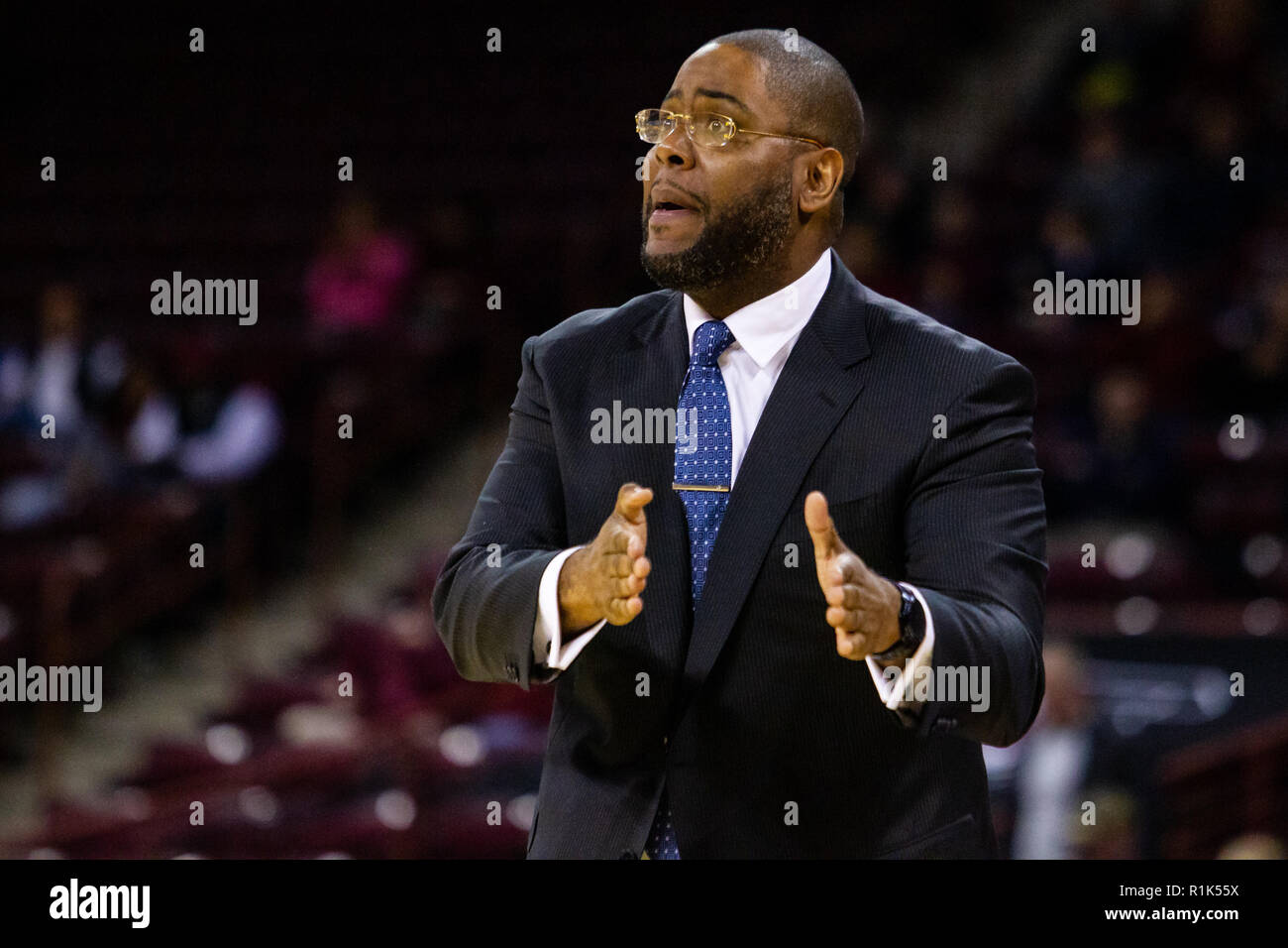 Columbia, SC, USA. 13th Nov, 2018. Norfolk State Spartans head coach Robert Jones during the ...