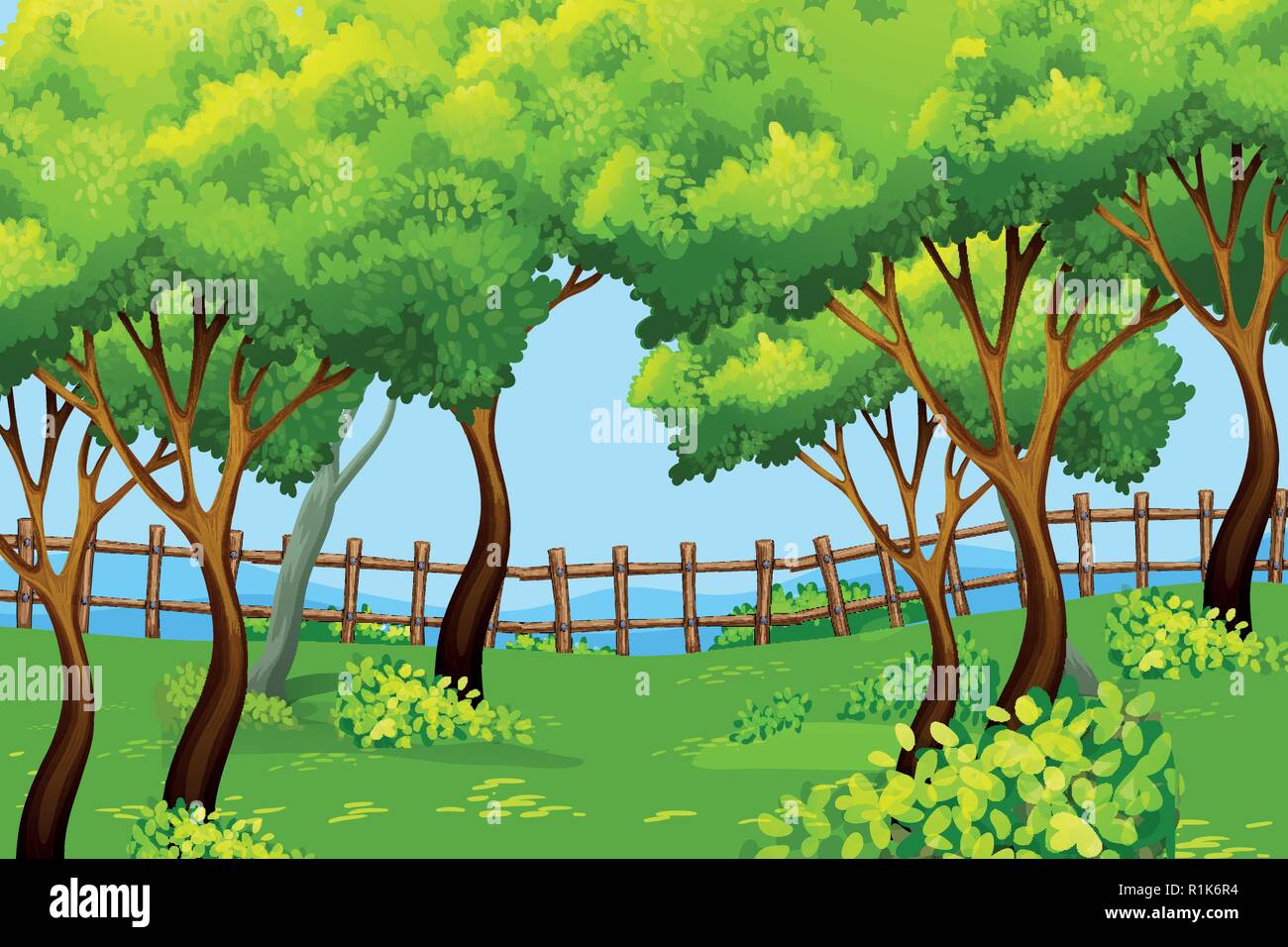 Park scene landscape background illustration Stock Vector Image & Art ...