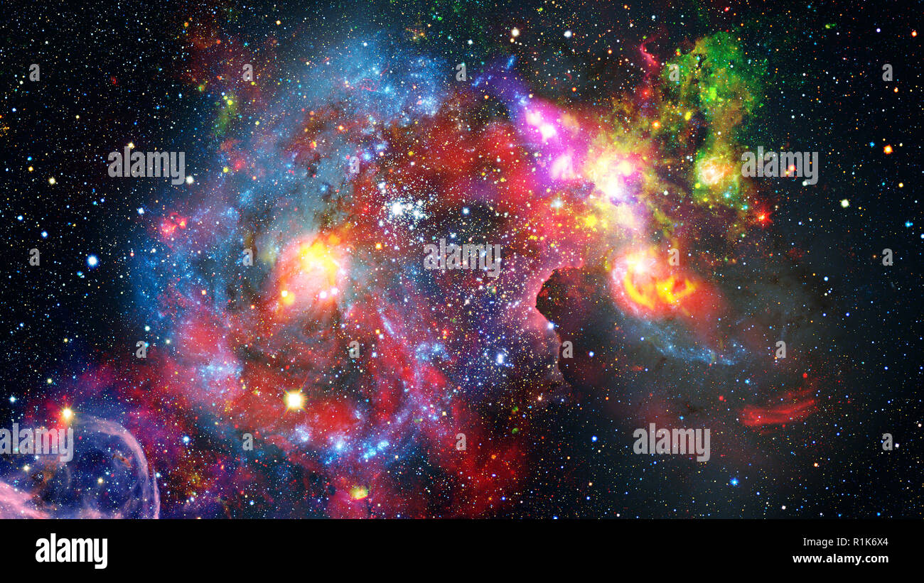 Colorful nebulas, galaxies and stars in deep space. Elements of this ...