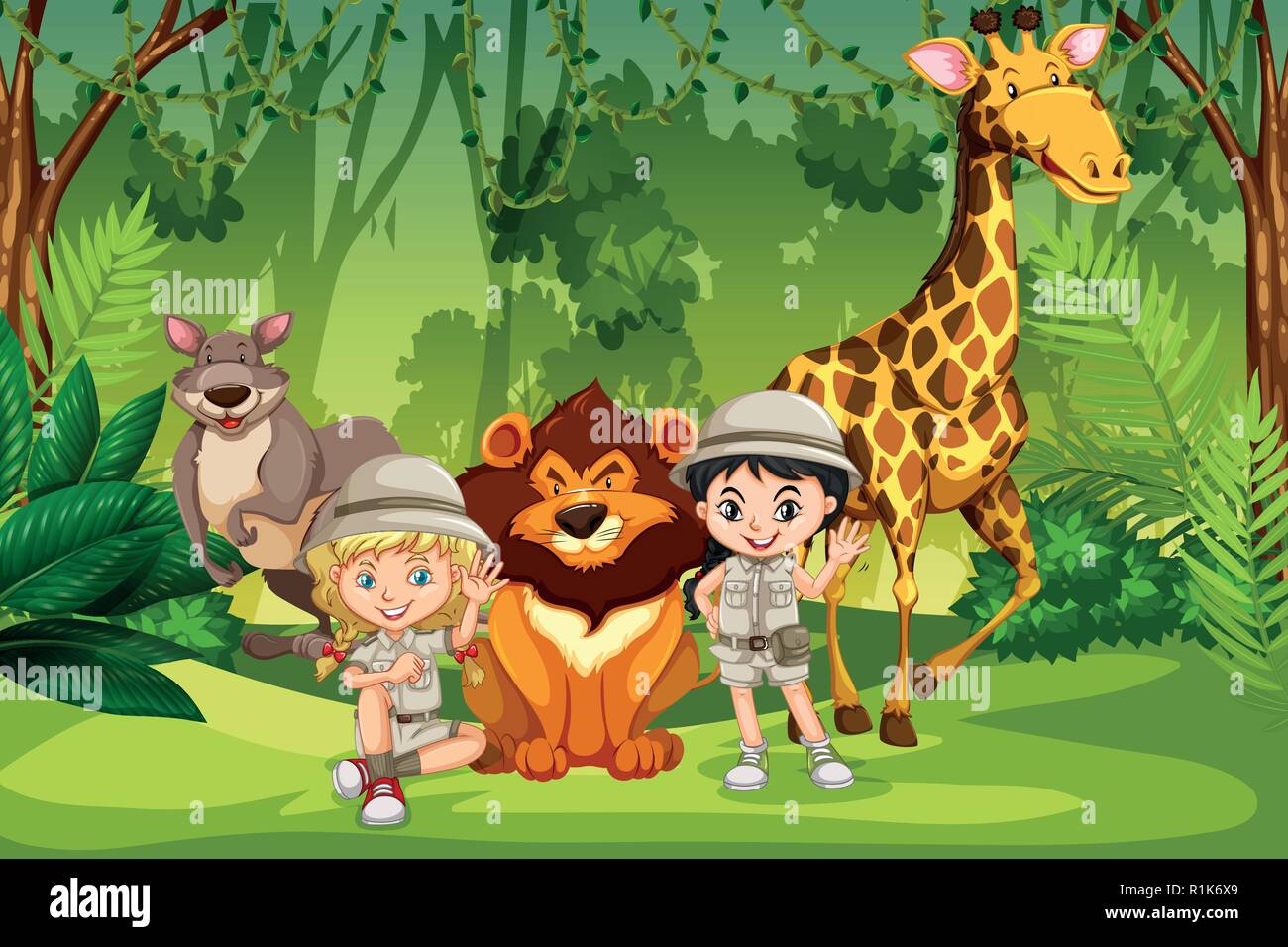 Camping kids in forest illustration Stock Vector Image & Art - Alamy
