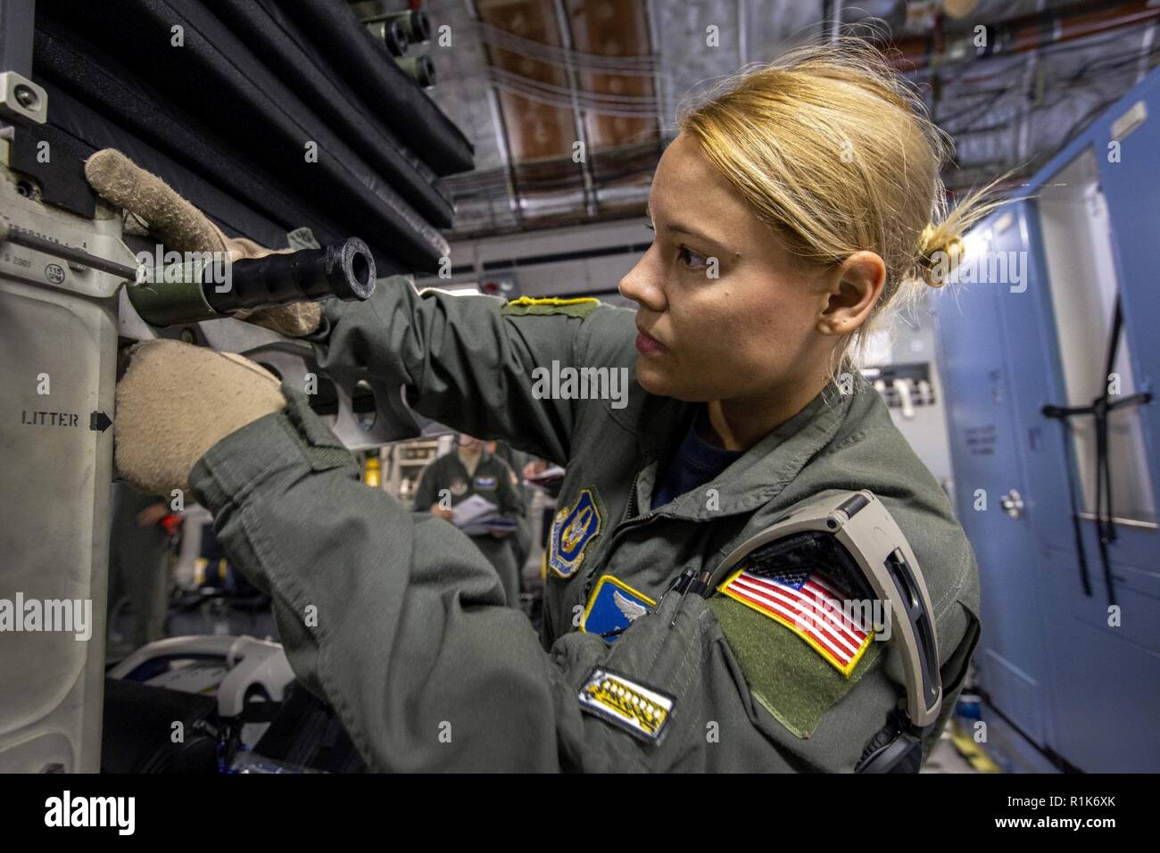 U.S. Air Force Senior Airman Erica C. Funke, an aeromedical evacuation ...