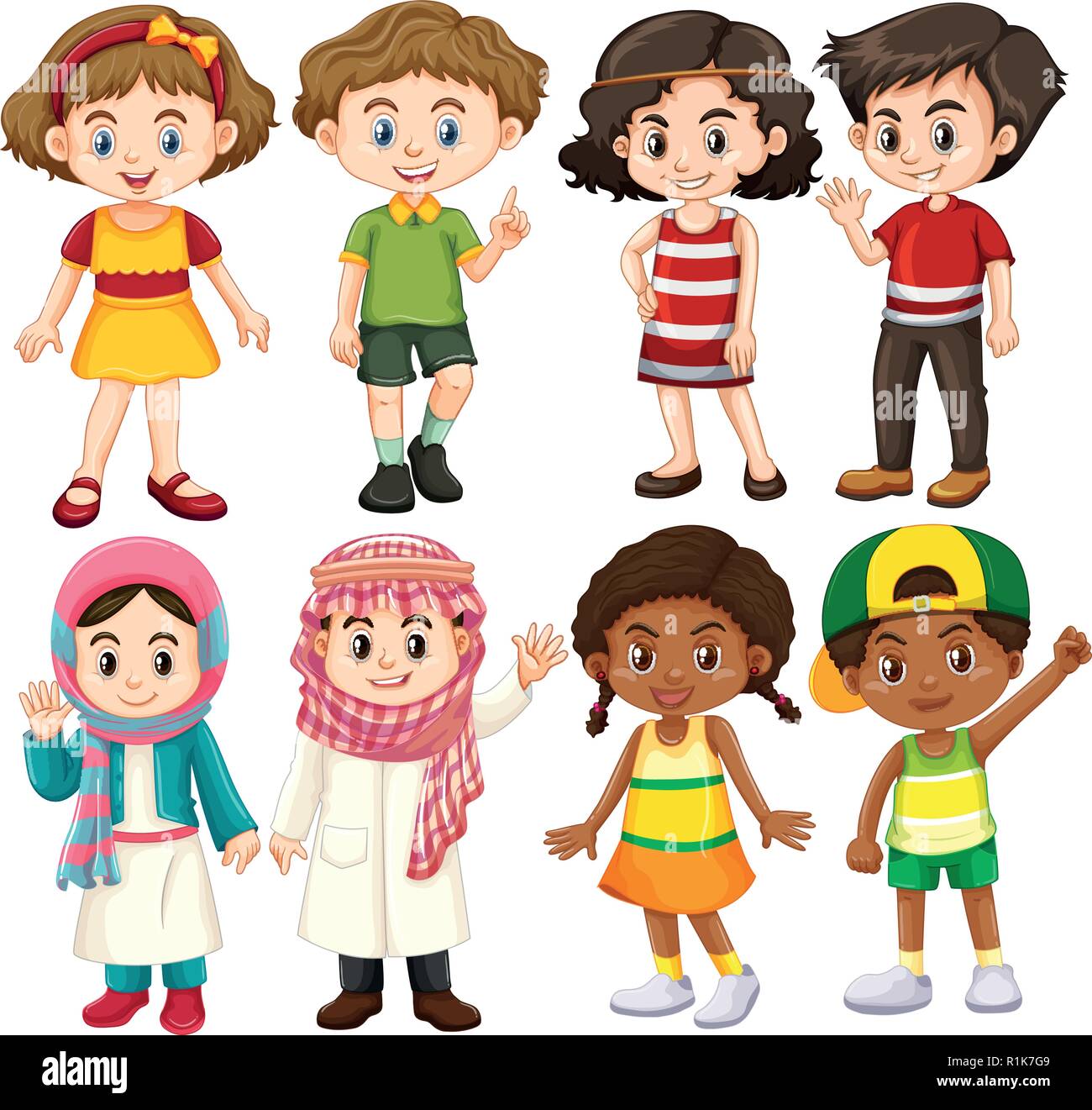 Group of international children character illustration Stock Vector ...