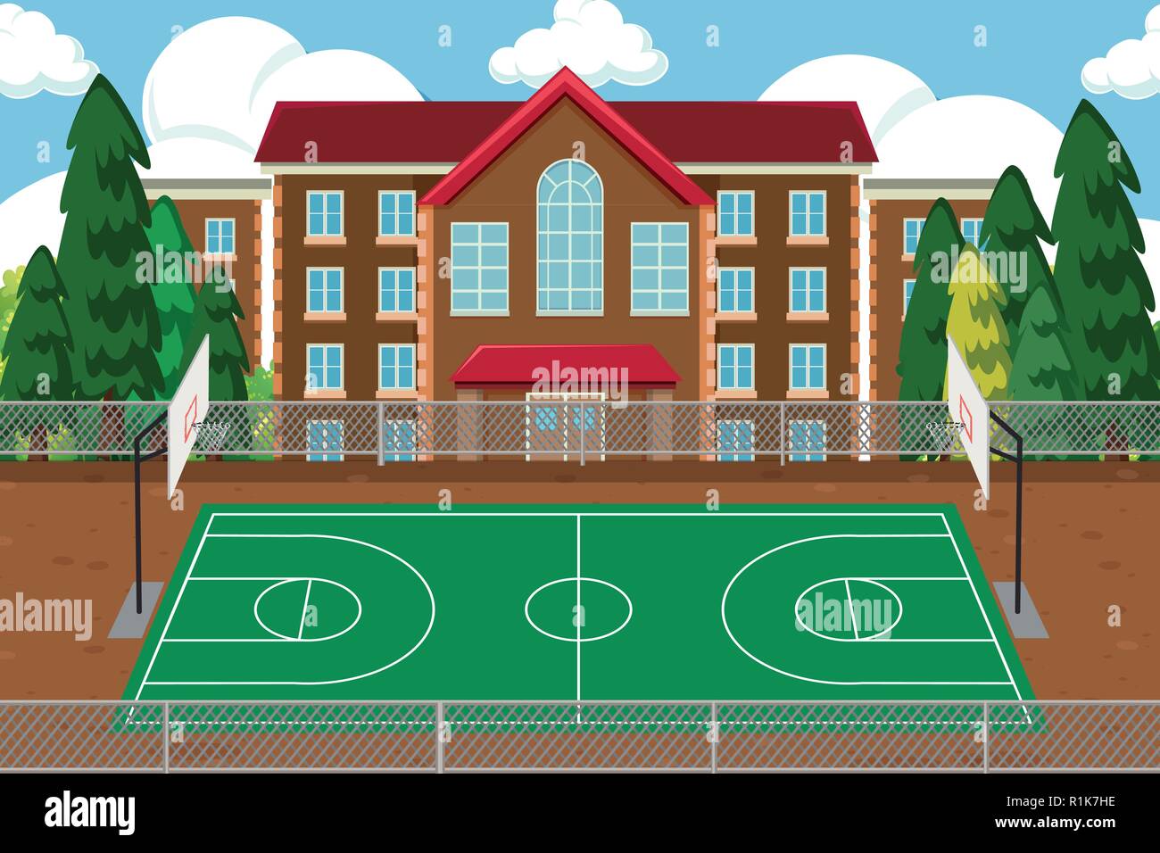 Empty school sport playground illustration Stock Vector Image & Art - Alamy