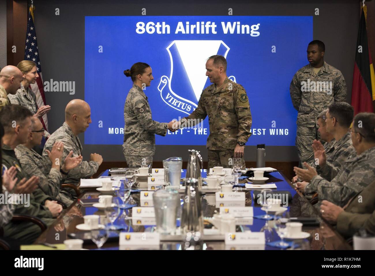 U.S. Air Force Maj. Gen. John Wood, Third Air Force commander, coins ...