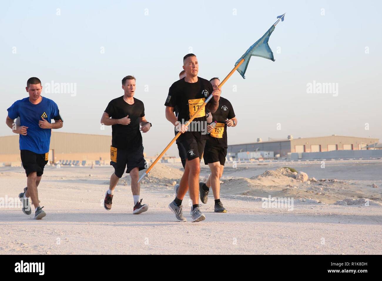 U.S. Army Soldiers from 12th Missile Defense Battery carry their unit ...