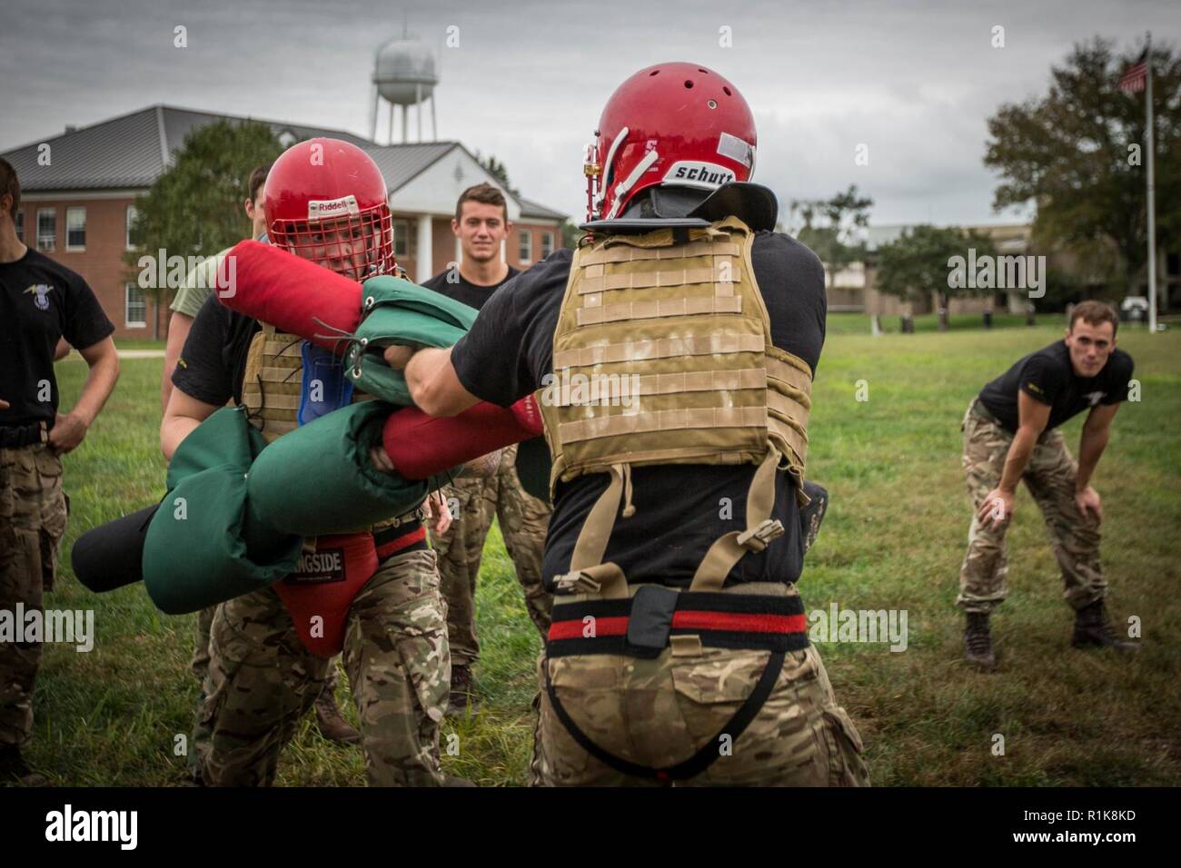 British Royal Marines with L Co, 42 Commando, participate in pugil stick bouts at the Martial ...