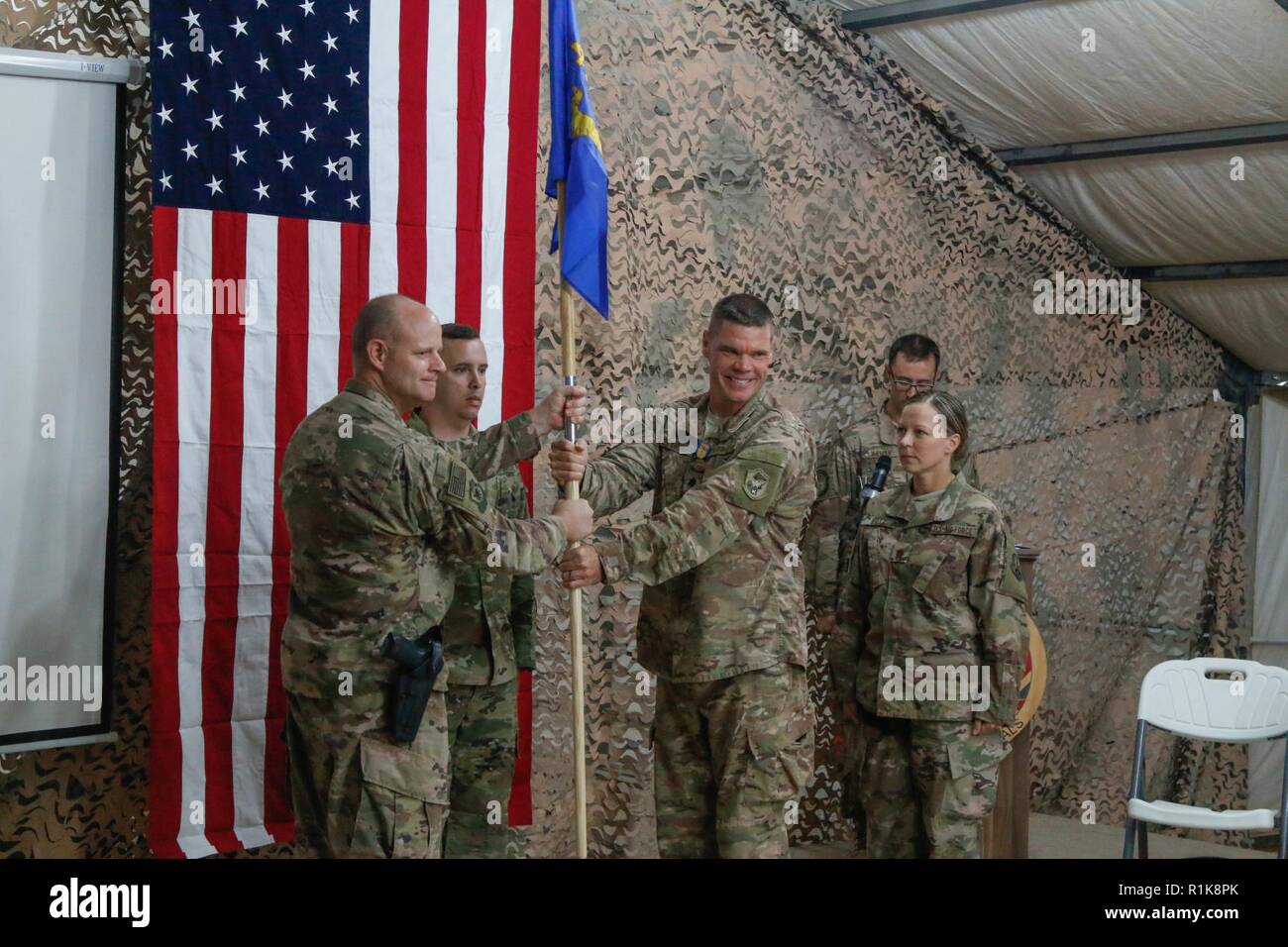 U.S. Air Force Lt. Col. Michael Coyle, center, 243rd Air Traffic ...