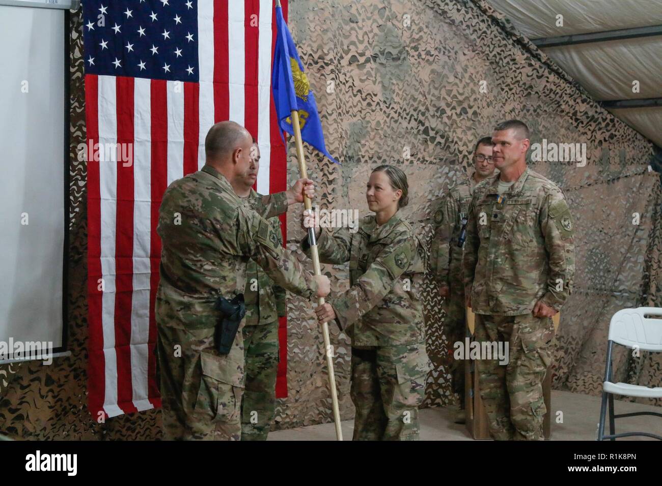 U.S. Air Force Col. Lee Vanderhoof, left, 447th Air Expeditionary Group ...