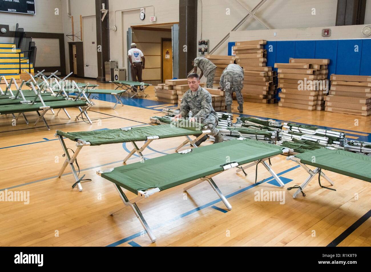 Maxwell AFB, Ala. - Maxwell personel set up cots for evacuees from ...