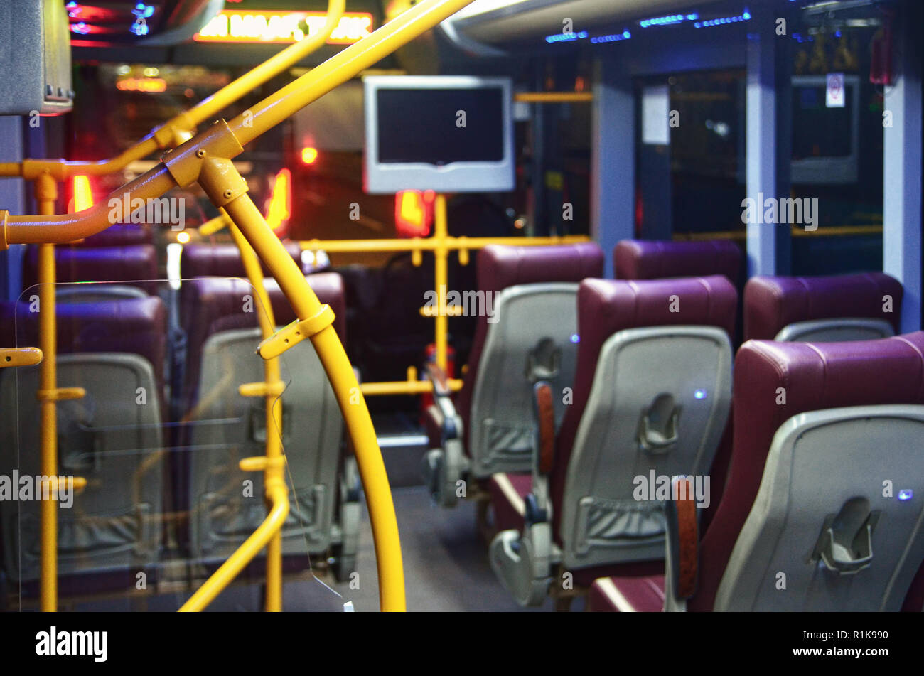 Front view interior of Royal Trans bus Stock Photo - Alamy