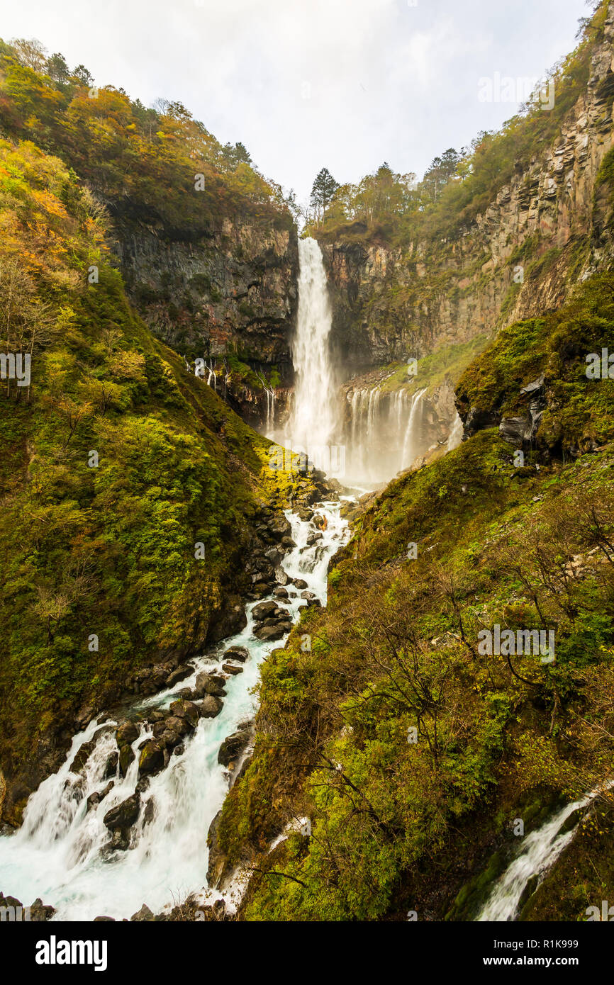 Kegon Falls one of Japans highest waterfalls in autumn at the Nikko ...