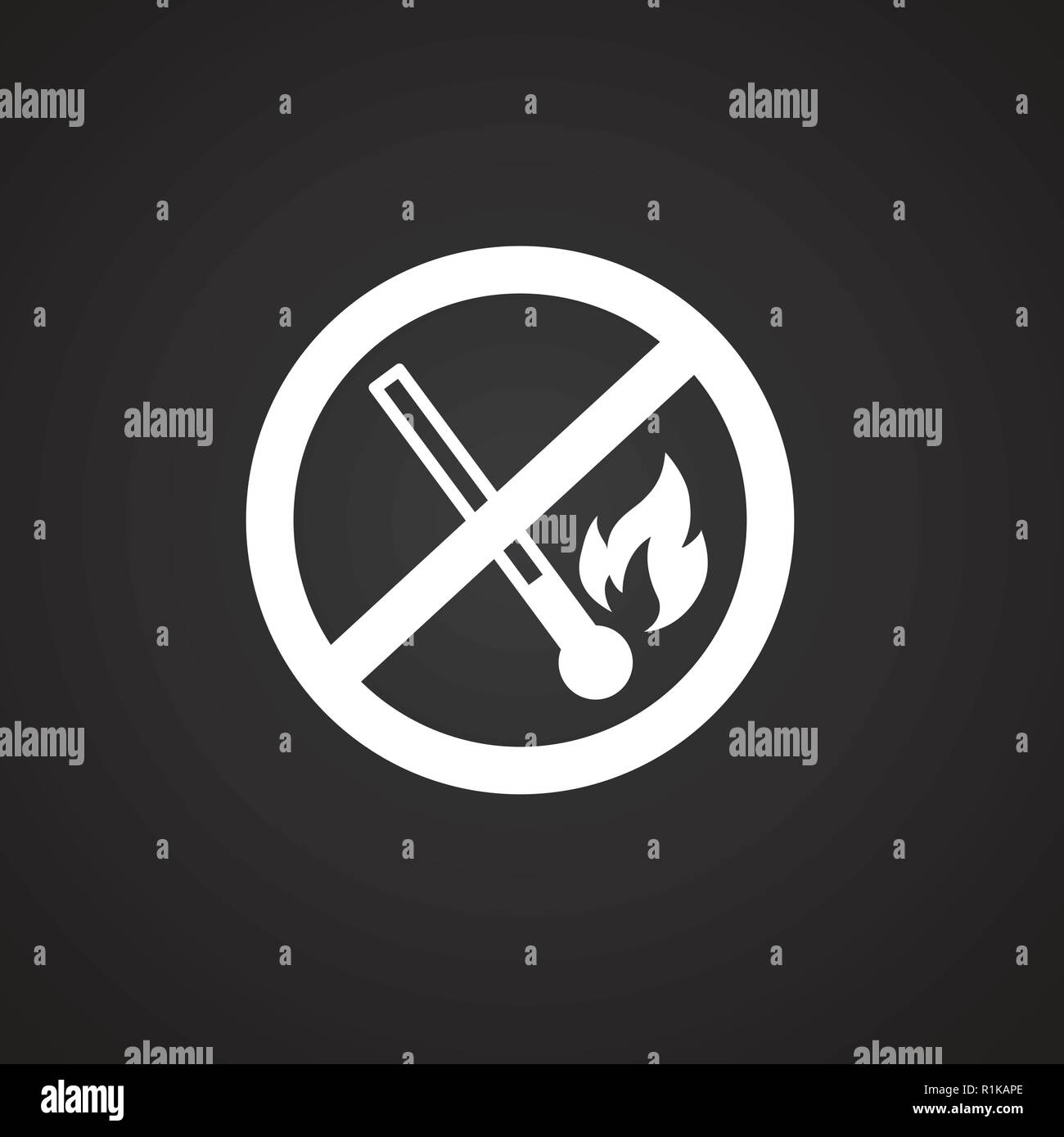 No fire allowed prohibition sign on black background icon Stock Vector ...