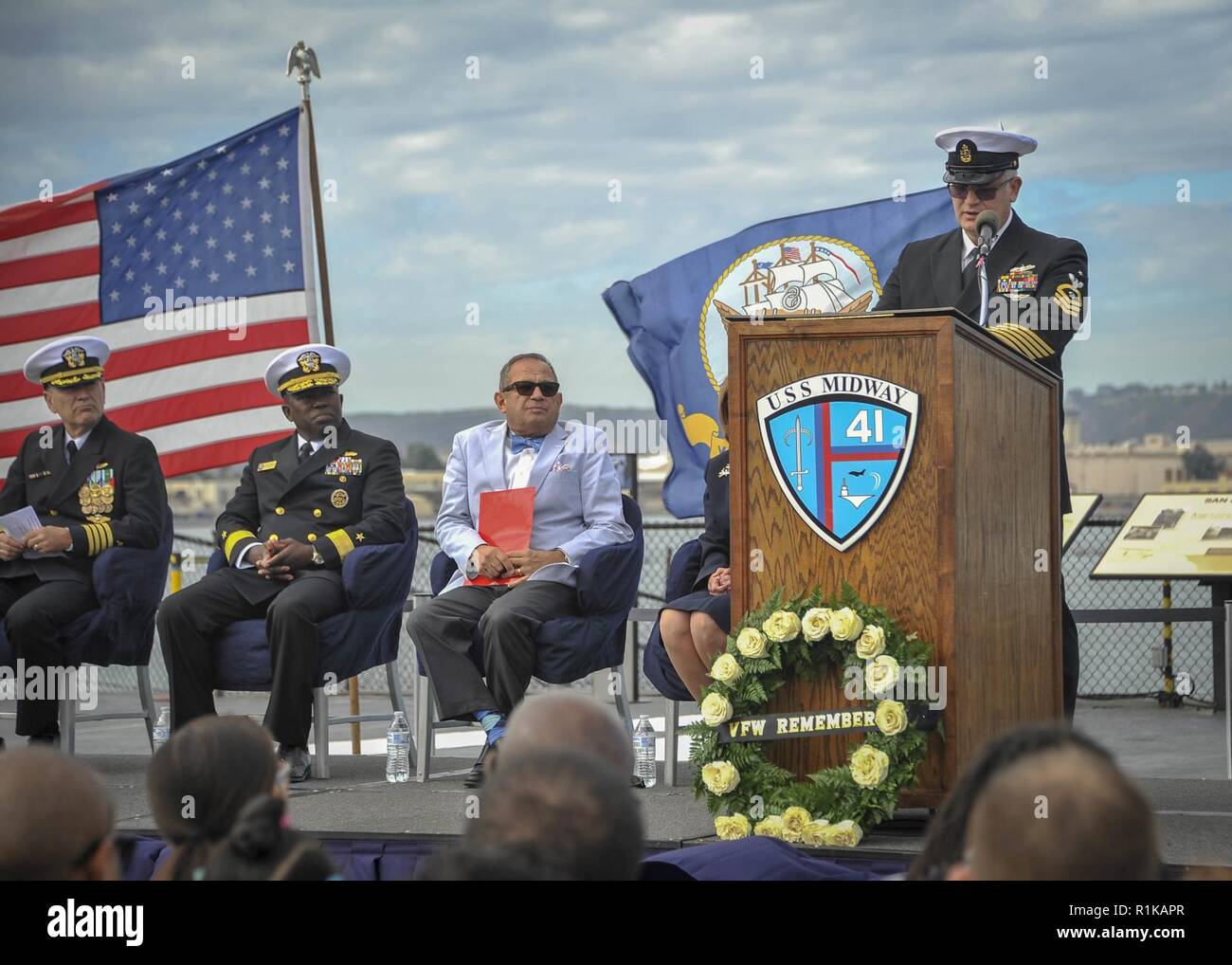 SAN DIEGO (Oct. 12, 2018) Retired Senior Chief Hull Technician Chris ...