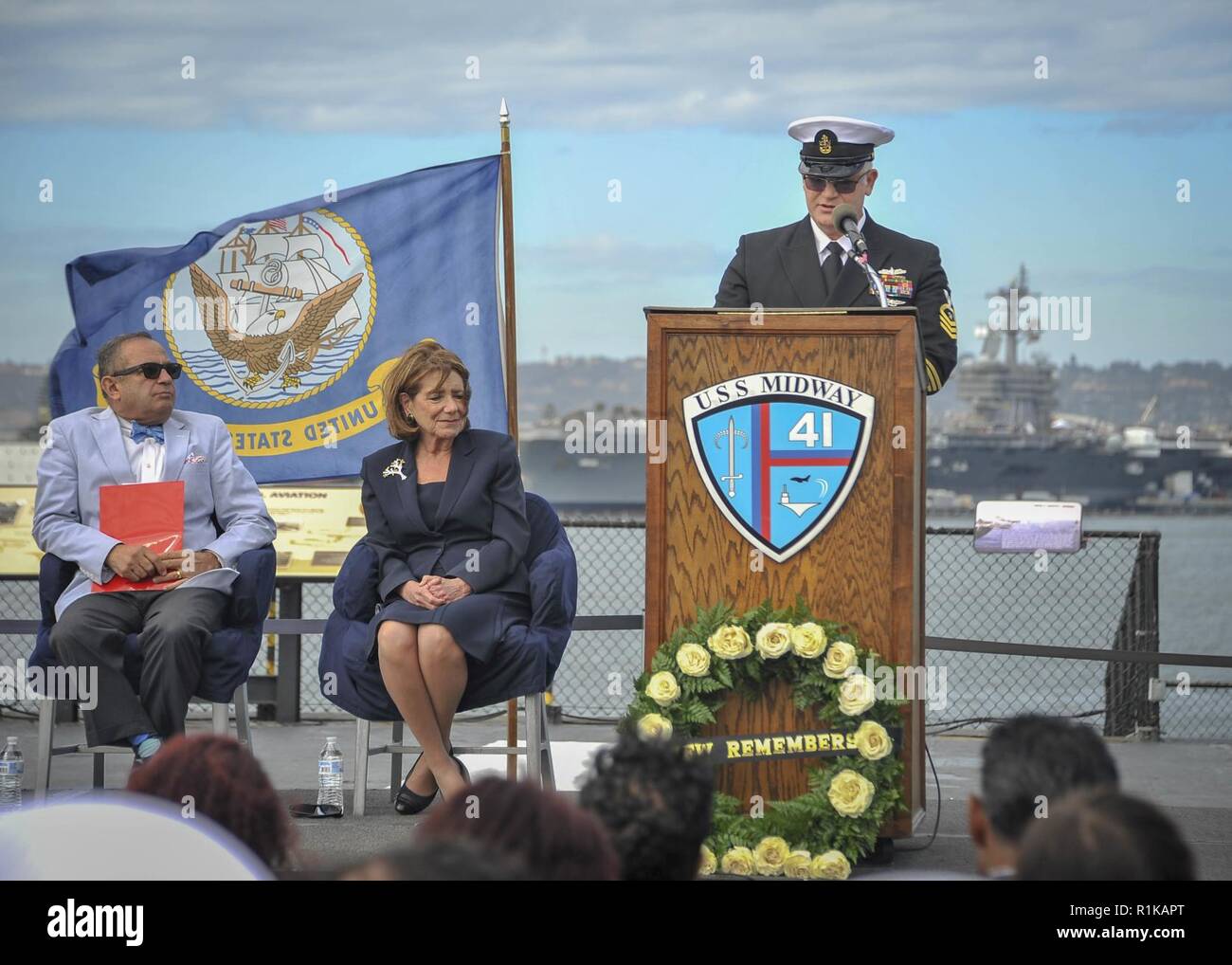 SAN DIEGO (Oct. 12, 2018) Retired Senior Chief Hull Technician Chris ...