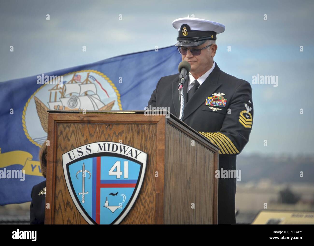 SAN DIEGO (Oct. 12, 2018) Retired Senior Chief Hull Technician Chris ...