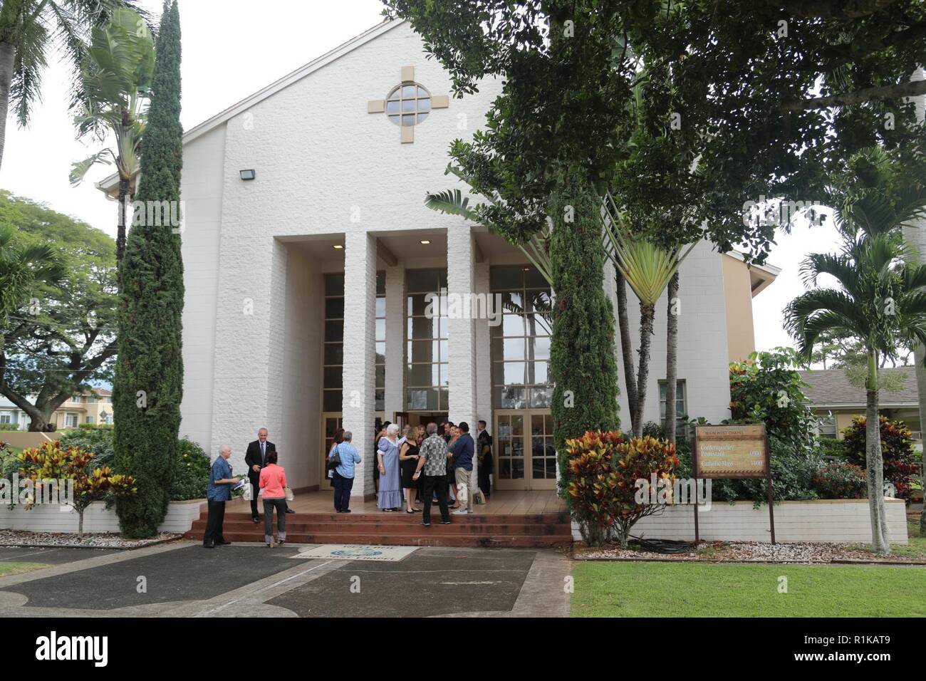 Attendees of Yuko O’Reilly’s funeral depart the Schofield Barracks ...