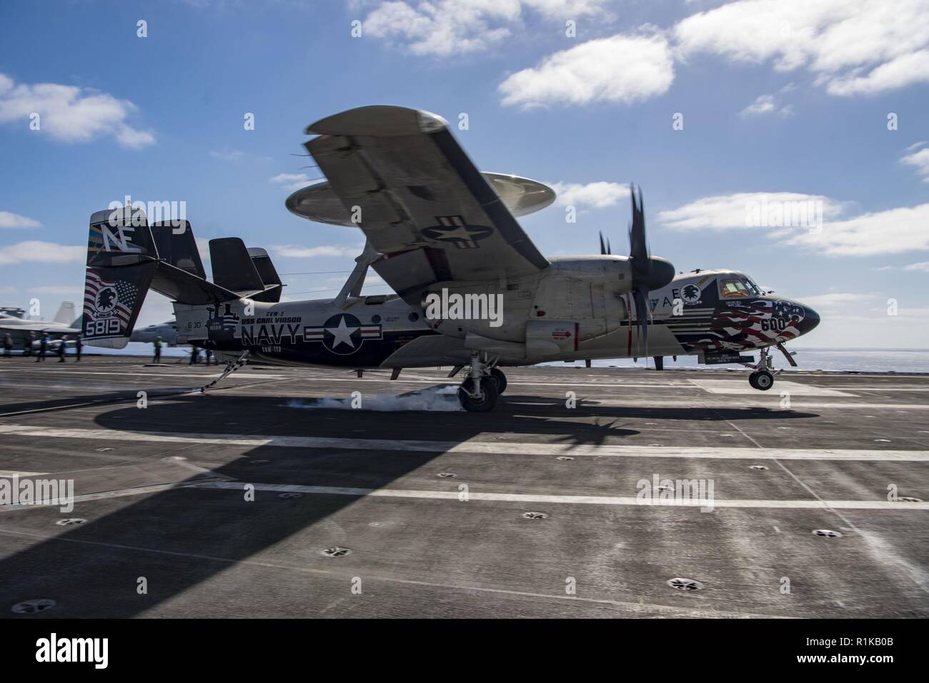 PACIFIC OCEAN (Oct. 09, 2018) An E-2C Hawkeye assigned to the “Black ...