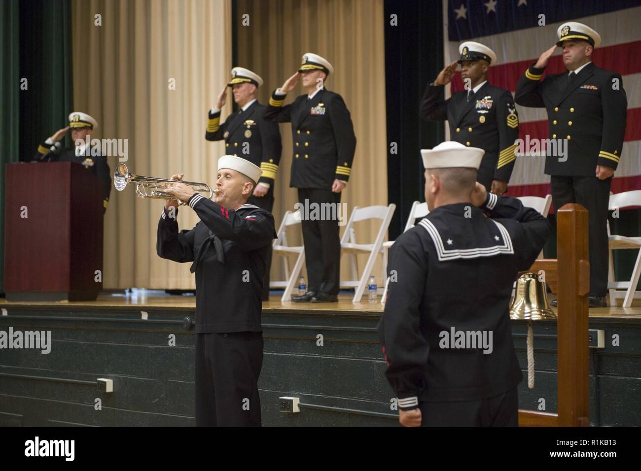 NORFOLK (Oct. 12, 2018) A Sailor plays taps during the USS Cole ...