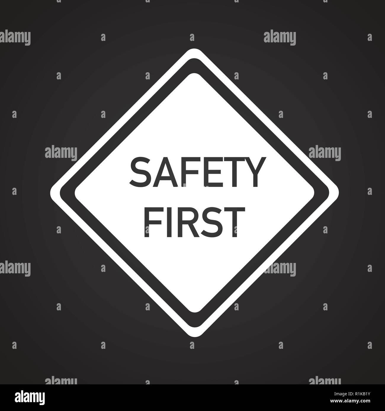 Safety first sign plate on black background icon Stock Vector Image ...