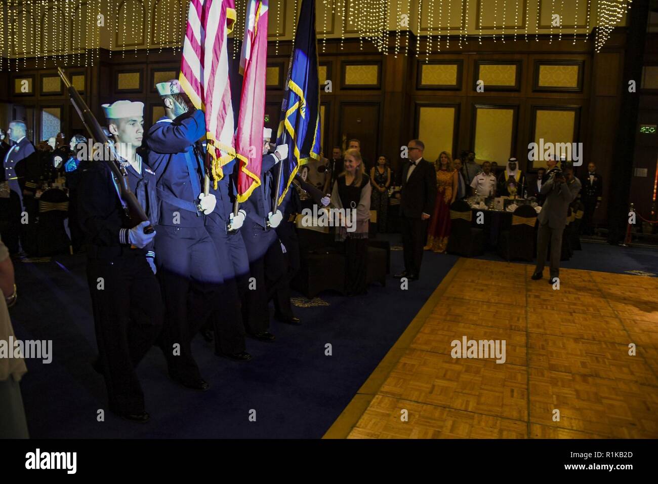MANAMA, Bahrain (Oct. 12, 2018) The color guard parades the colors ...