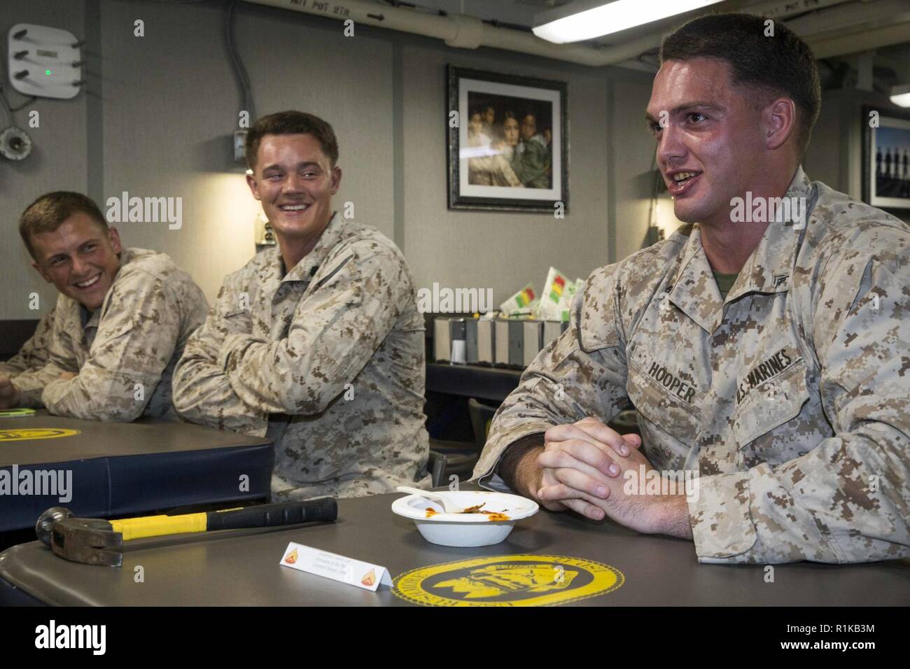 GULF OF ADEN - U.S. Marine Sgt. Steven Breslin, left, an ammunition ...