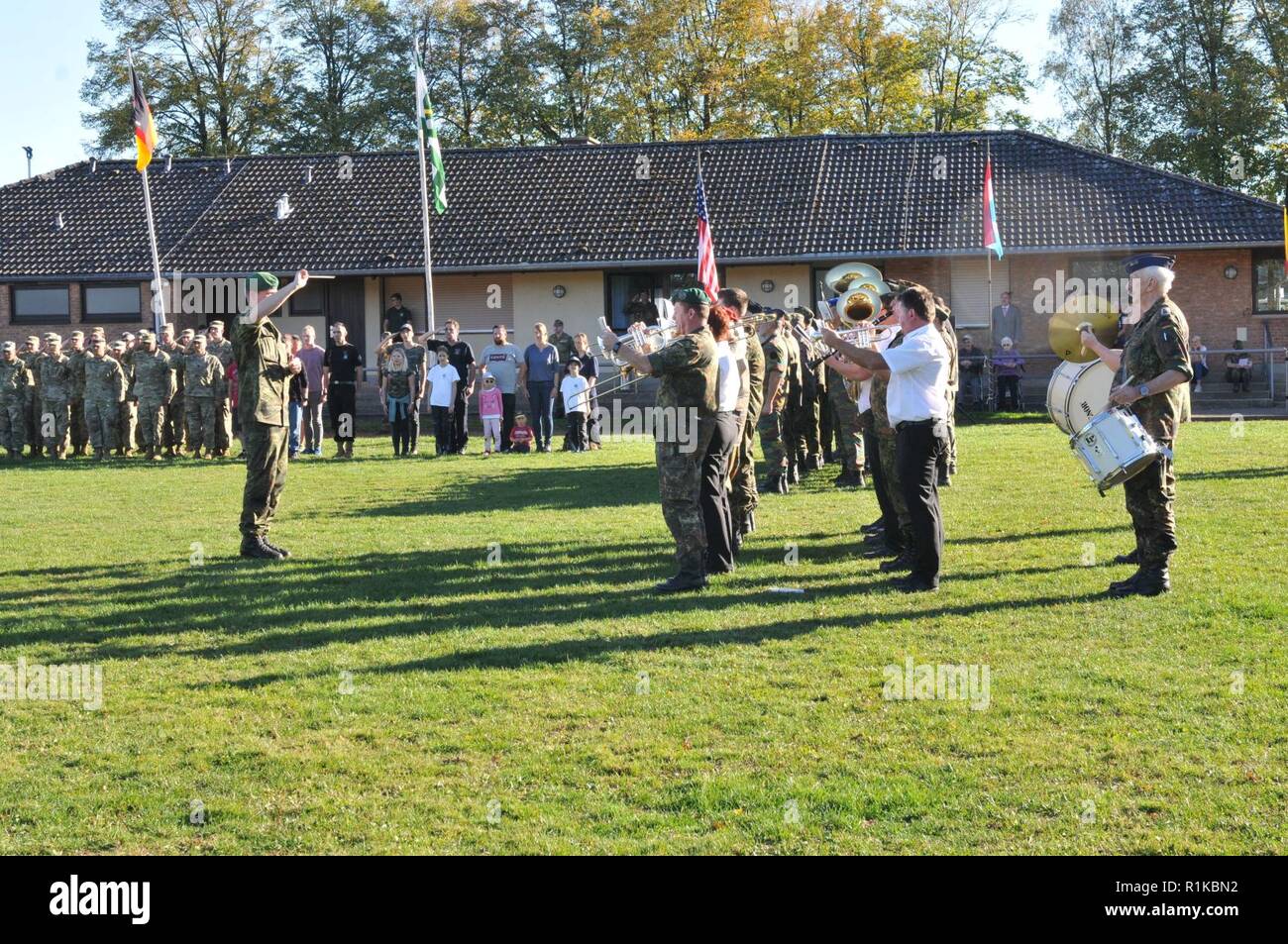 HURTGENWALD-VOSSENACK, Germany -- Bundeswehr soldiers play the U.S ...