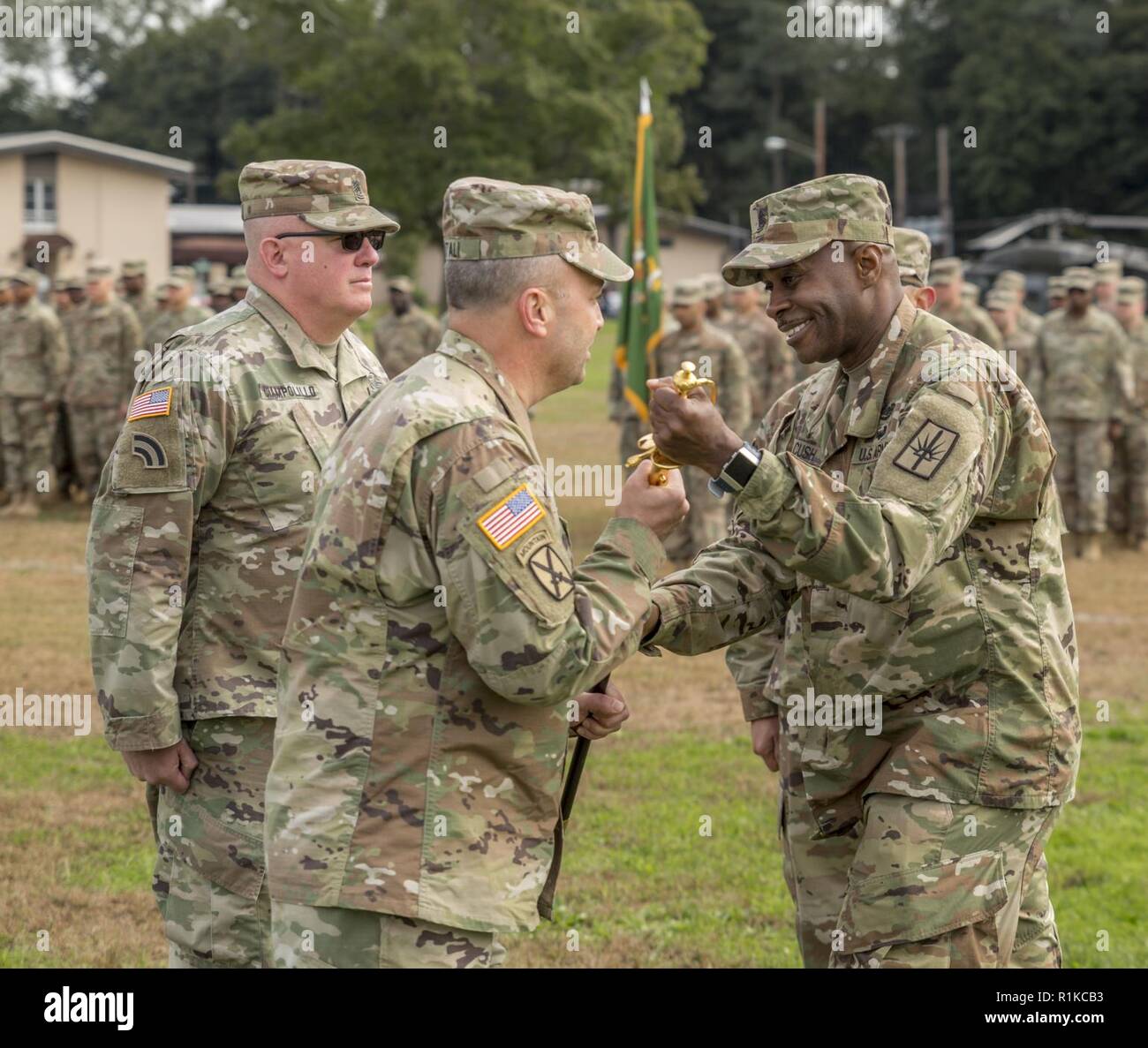 U.S. Army Command Sgt. Maj. Corey K. Cush, outgoing command sergeant major of the 53rd Troop ...