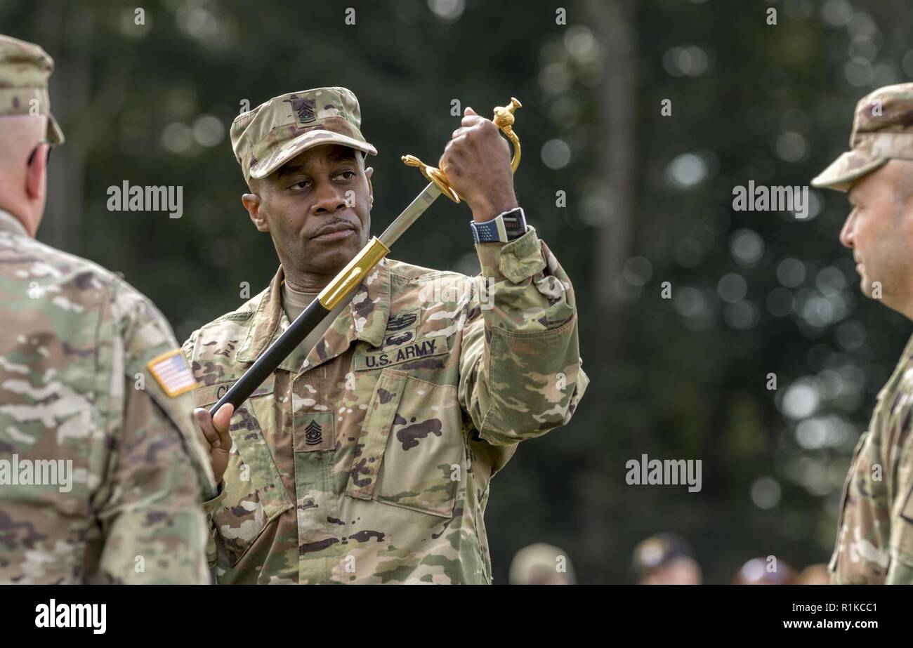 U.S. Army Command Sgt. Maj. Corey K. Cush, outgoing command sergeant major of the 53rd Troop ...