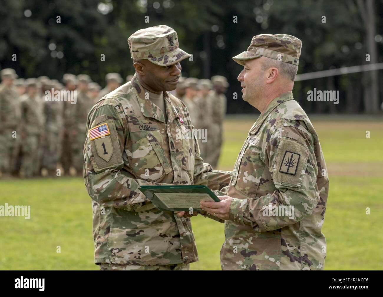 U.S. Army Command Sgt. Maj. Corey K. Cush, outgoing command sergeant major of the 53rd Troop ...