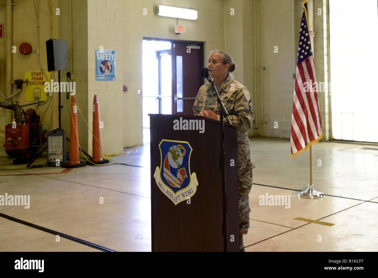 Friends and family of the North Carolina Air National Guard listen as U ...