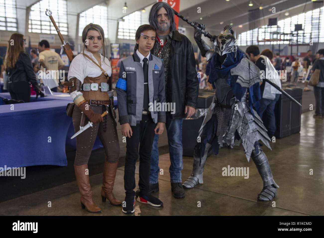 Cosplayers pose for a photo during the Okinawa Comic Con on Camp Foster ...