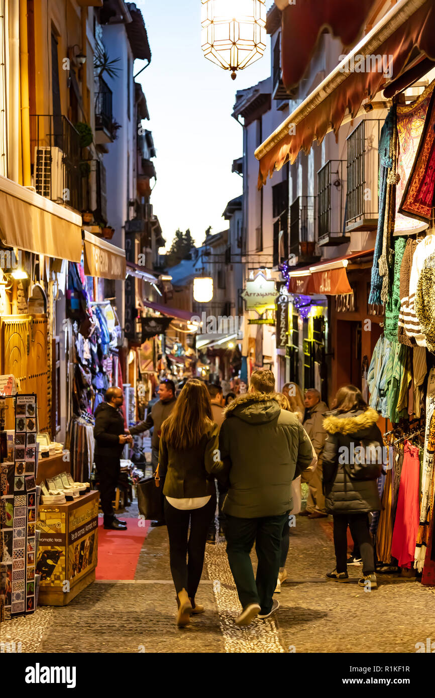 Alley of the old Arab Quarter of Granada, Granada, Province of Granada ...