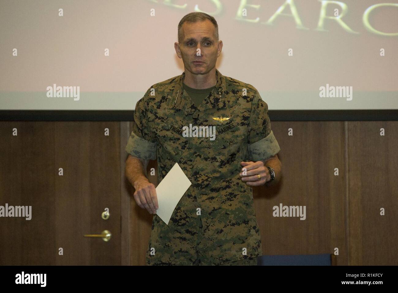 Assistant Commandant of the Marine Corps Gen. Gary L. Thomas speaks to ...
