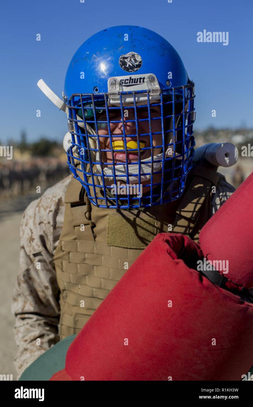 A recruit with Lima Company, 3rd Recruit Training Battalion, prepares ...