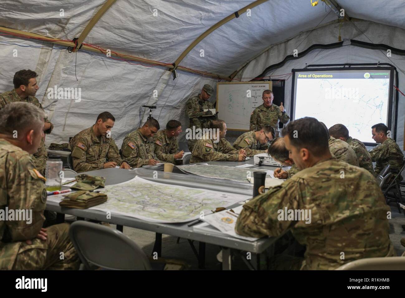 Regimental staff officers and members of the 2d Cavalry Regiment ...