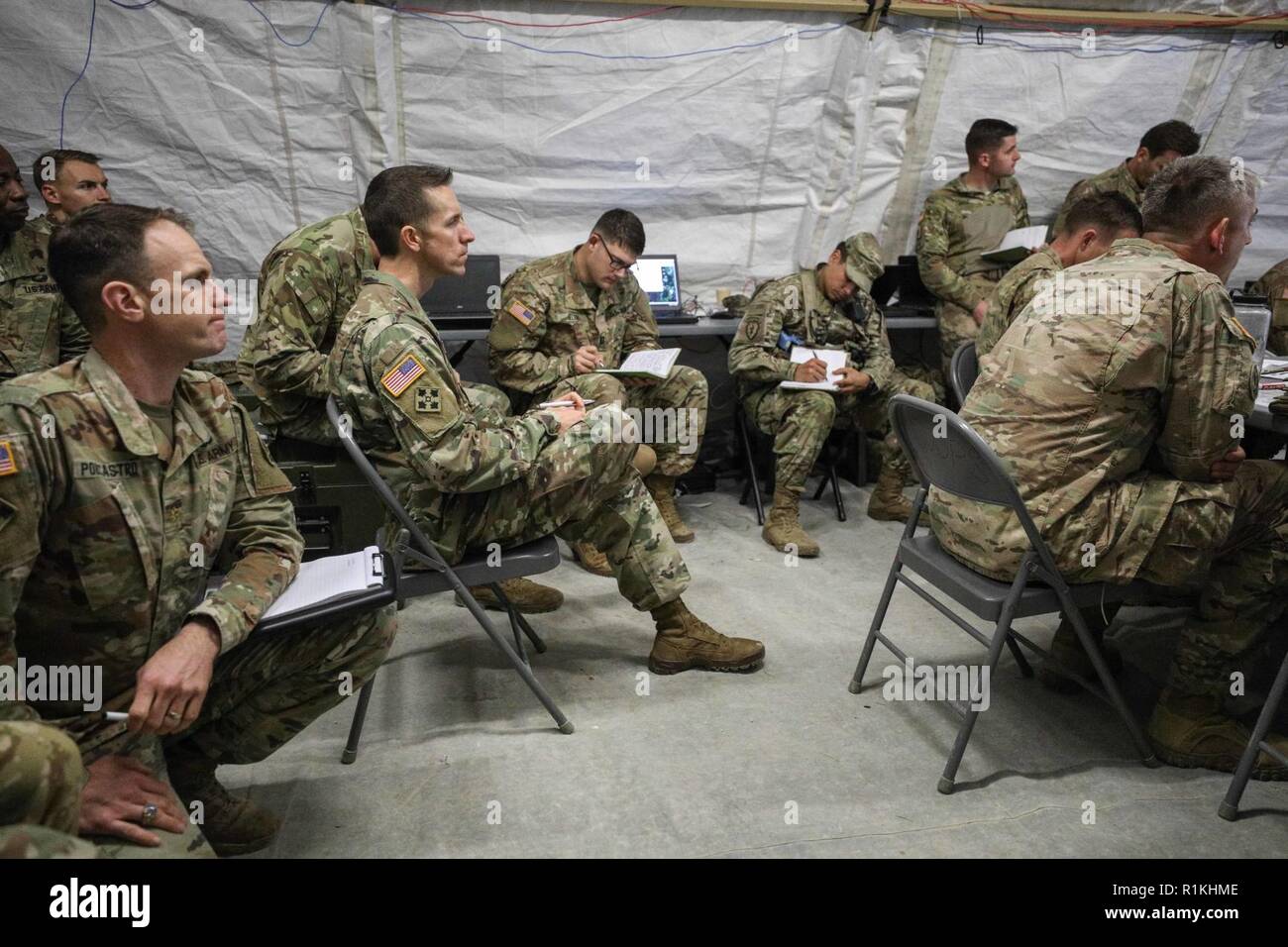 Regimental staff officers and members of the 2d Cavalry Regiment ...