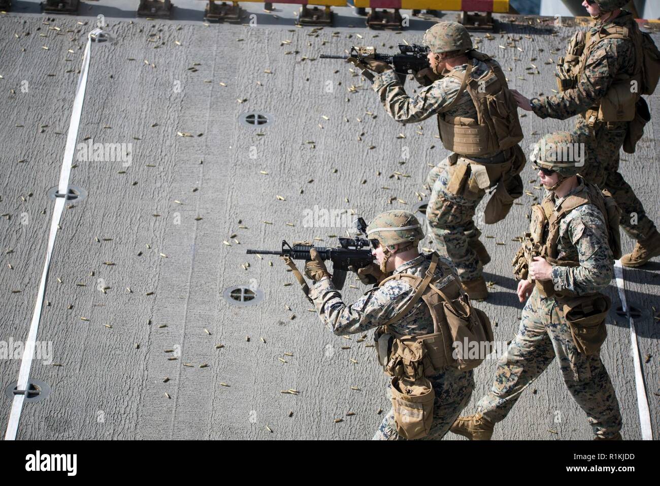 EAST CHINA SEA (Oct. 15, 2018) - Marines, assigned to the 31st Marine ...