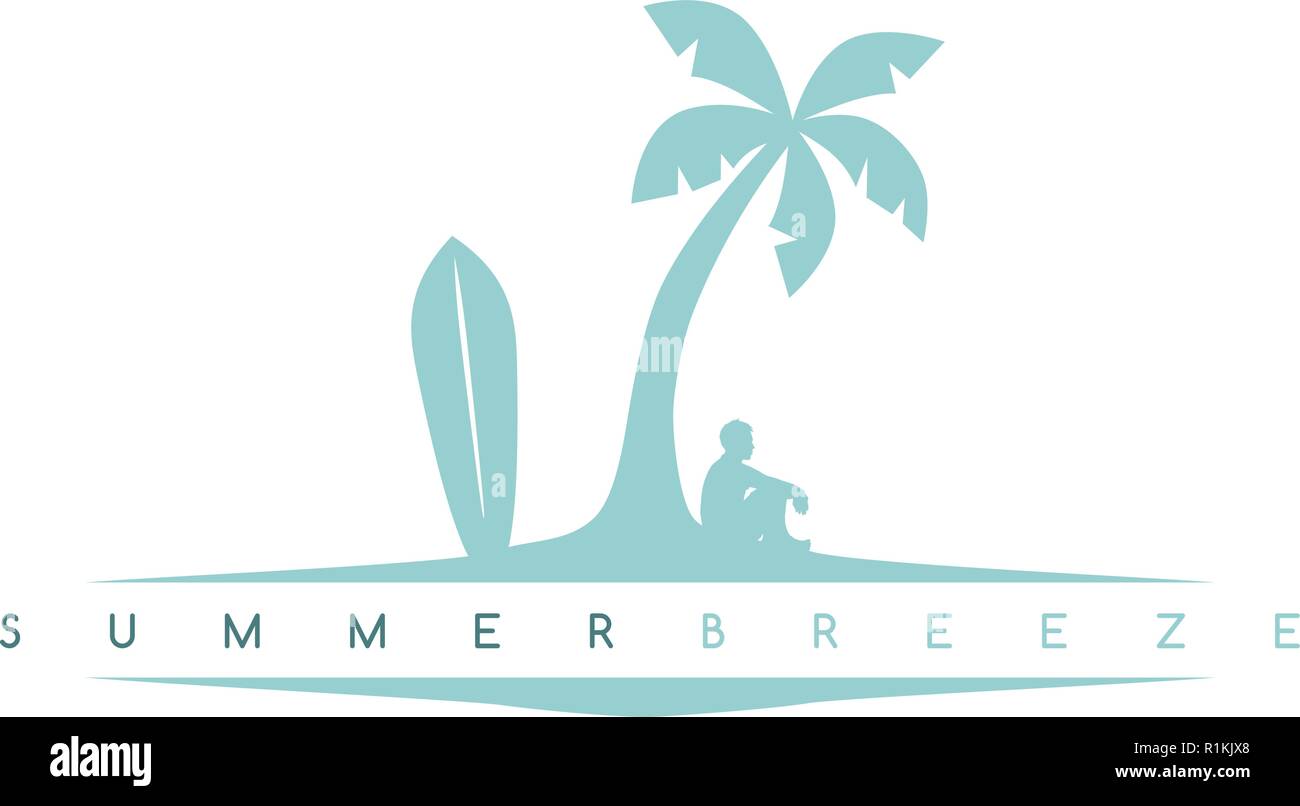 tropical island beach vacation sign symbol vector art Stock Vector ...