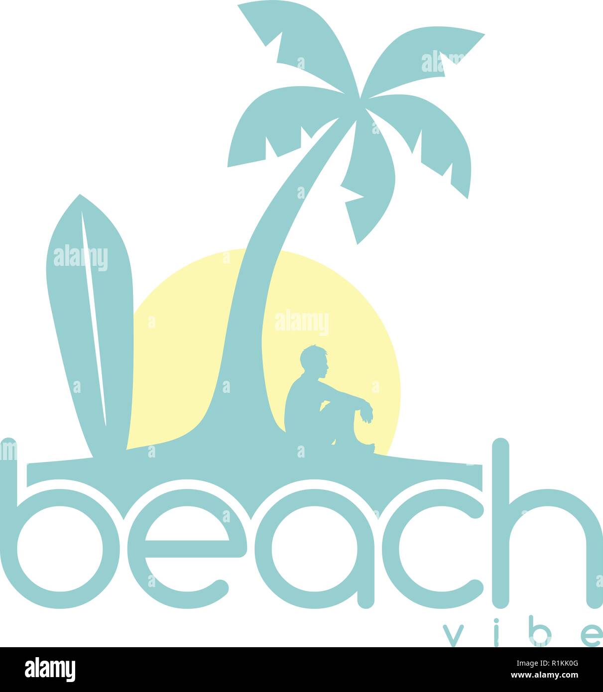 tropical island beach vacation sign symbol vector art Stock Vector ...